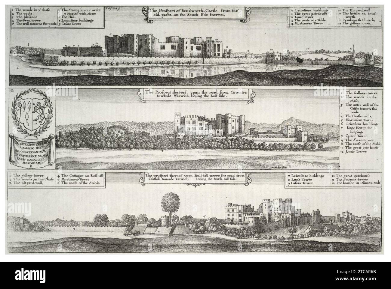 Wenceslas Hollar - Kenilworth Castle. Three views (State 3 Stock Photo ...