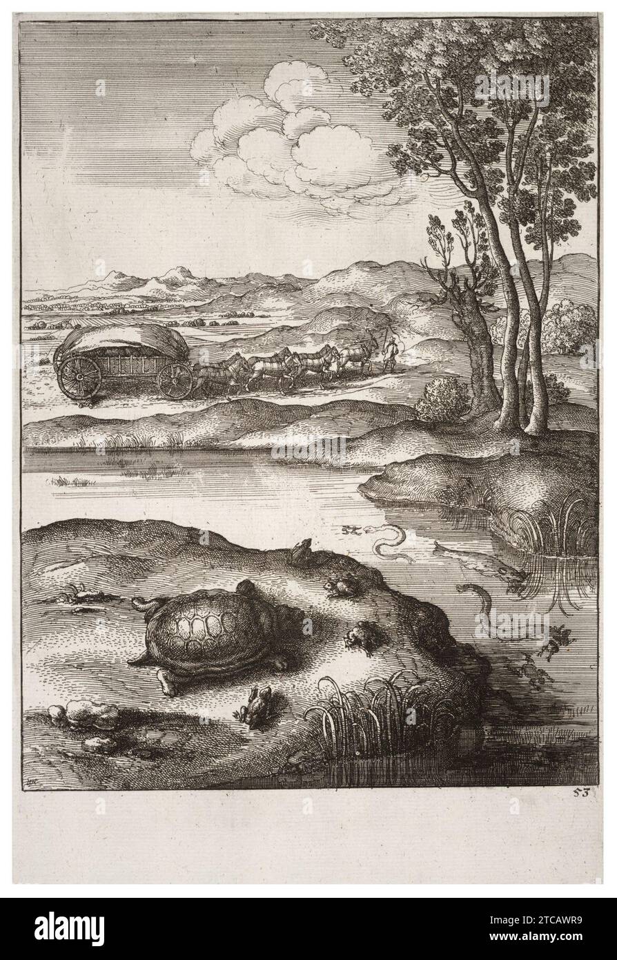 Wenceslas Hollar - The tortoise and the frogs 2 Stock Photo - Alamy