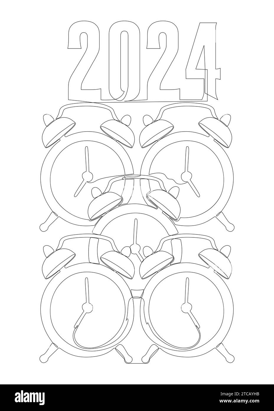 New year 2024 clock Black and White Stock Photos & Images - Alamy