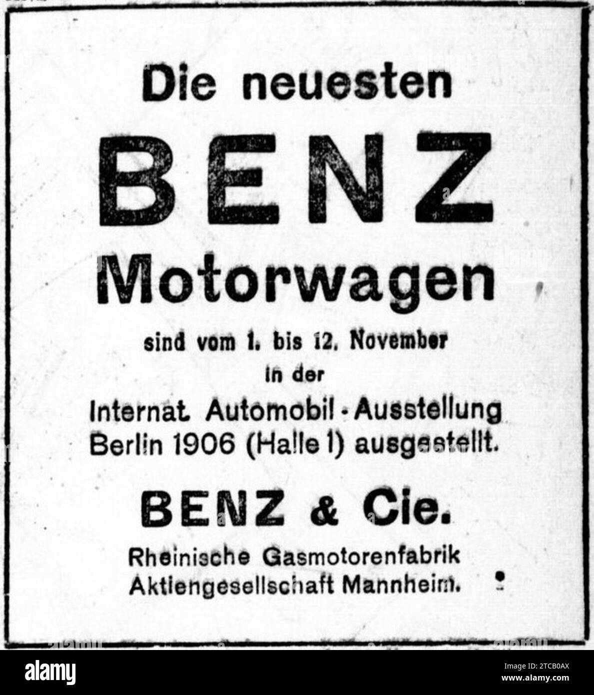 Werbanzeige Mercedes-Benz IAA 1906 Stock Photo - Alamy