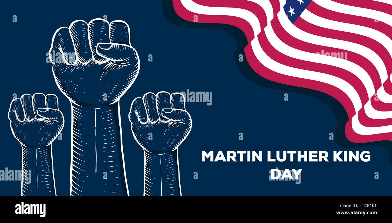 hand drawn MLK or Martin Luther King day horizontal banner illustration ...