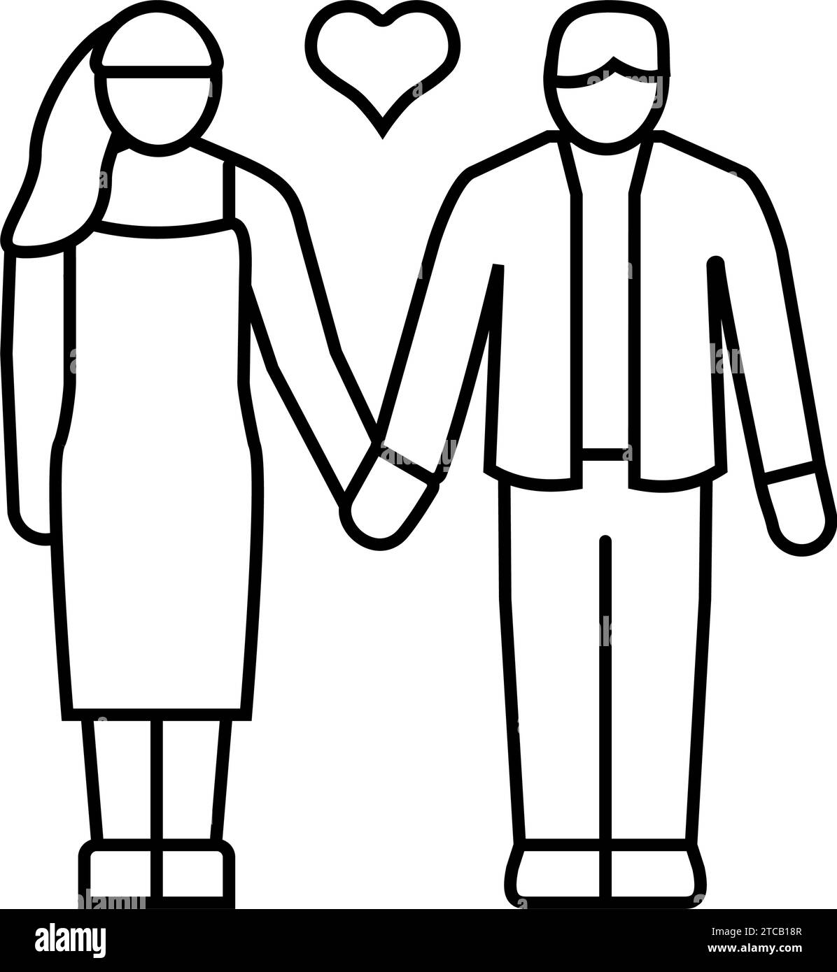 couple holding hands love line icon vector illustration Stock Vector ...