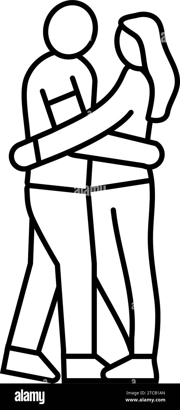 couple embracing love line icon vector illustration Stock Vector Image ...