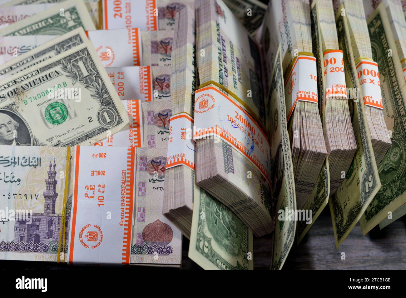 Piles and Stacks of Egypt money thousands of Pounds currency banknotes ...