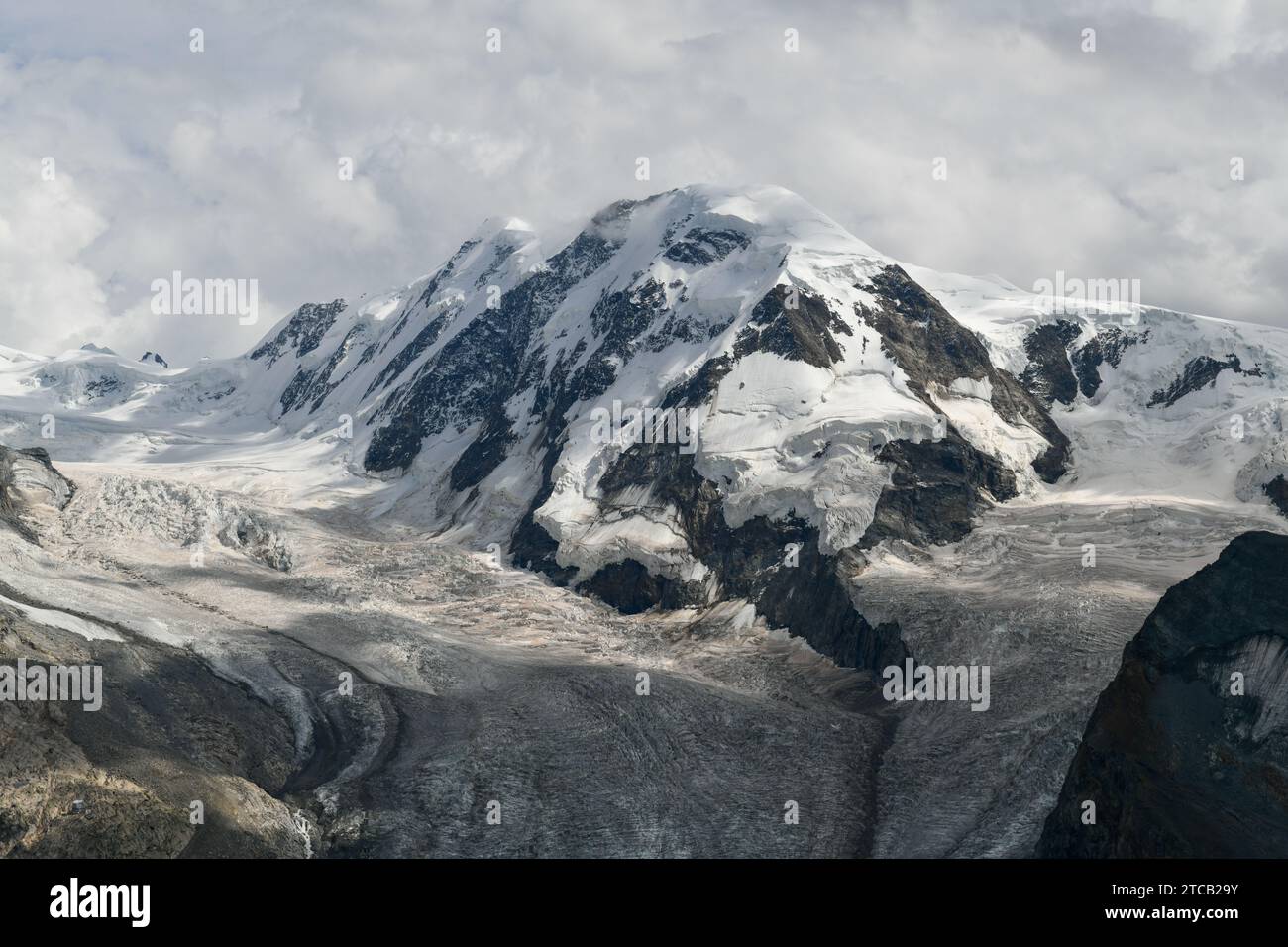 Panoramic view of the Gorner Glacier. It is located in Zermatt ...