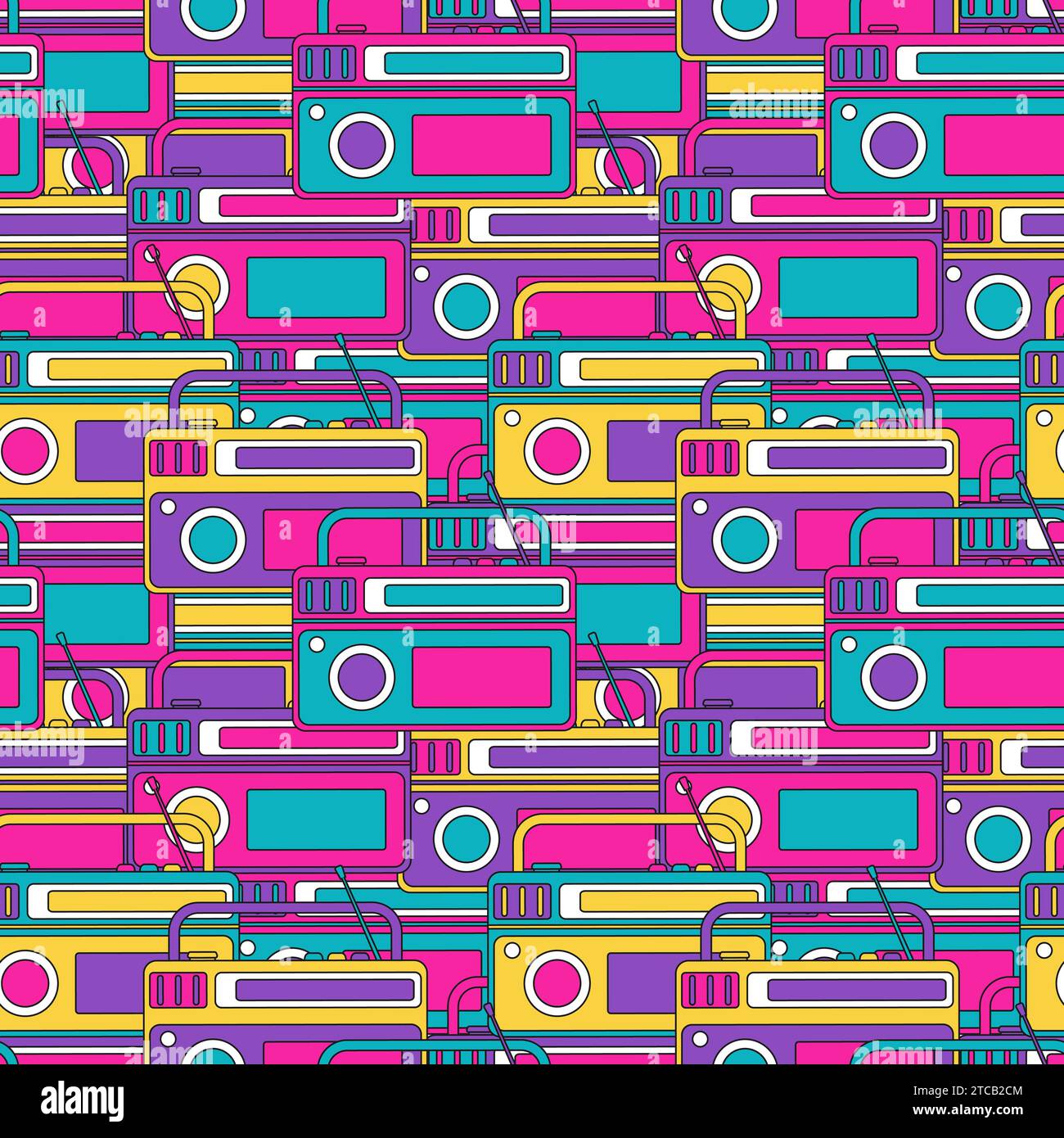 Radio Seamless Pattern Illustration Design with Player for Record and ...