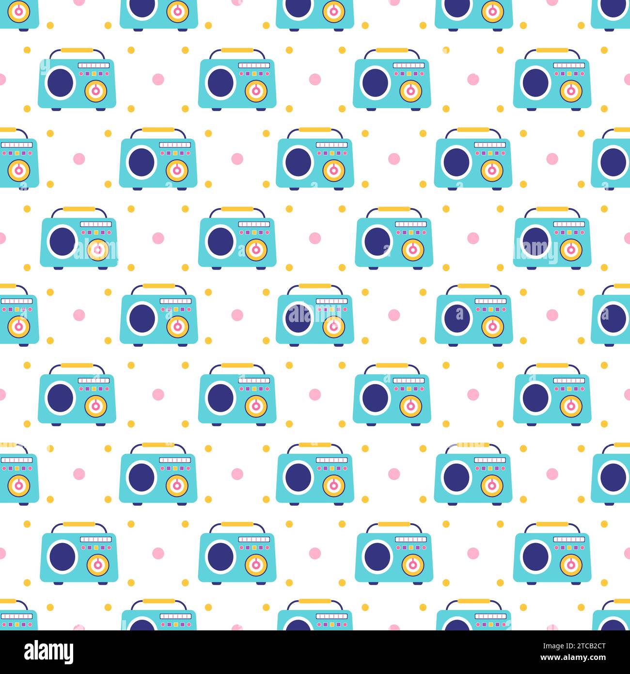 Radio Seamless Pattern Illustration Design with Player for Record and ...