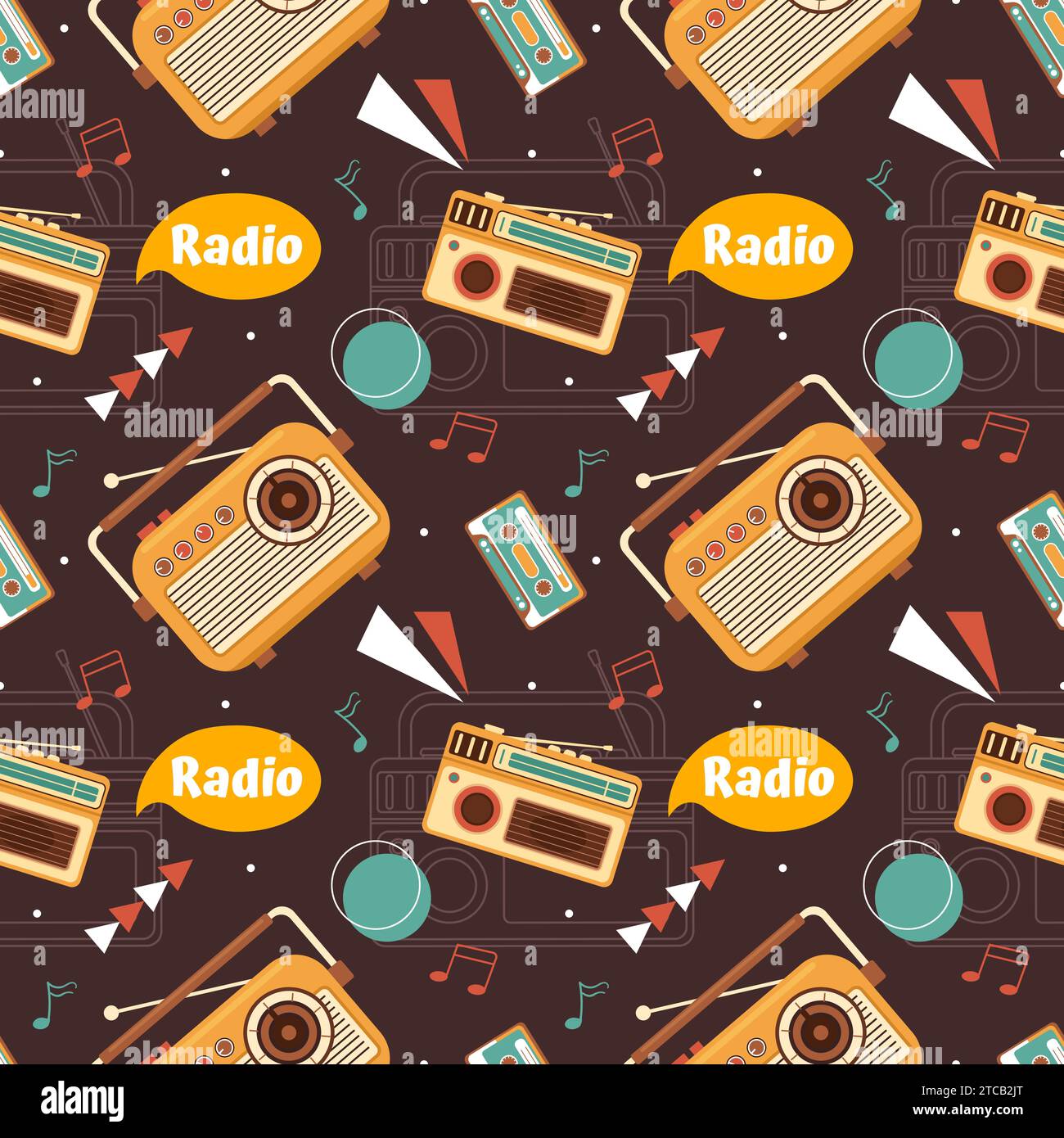 Radio Seamless Pattern Illustration Design with Player for Record and ...