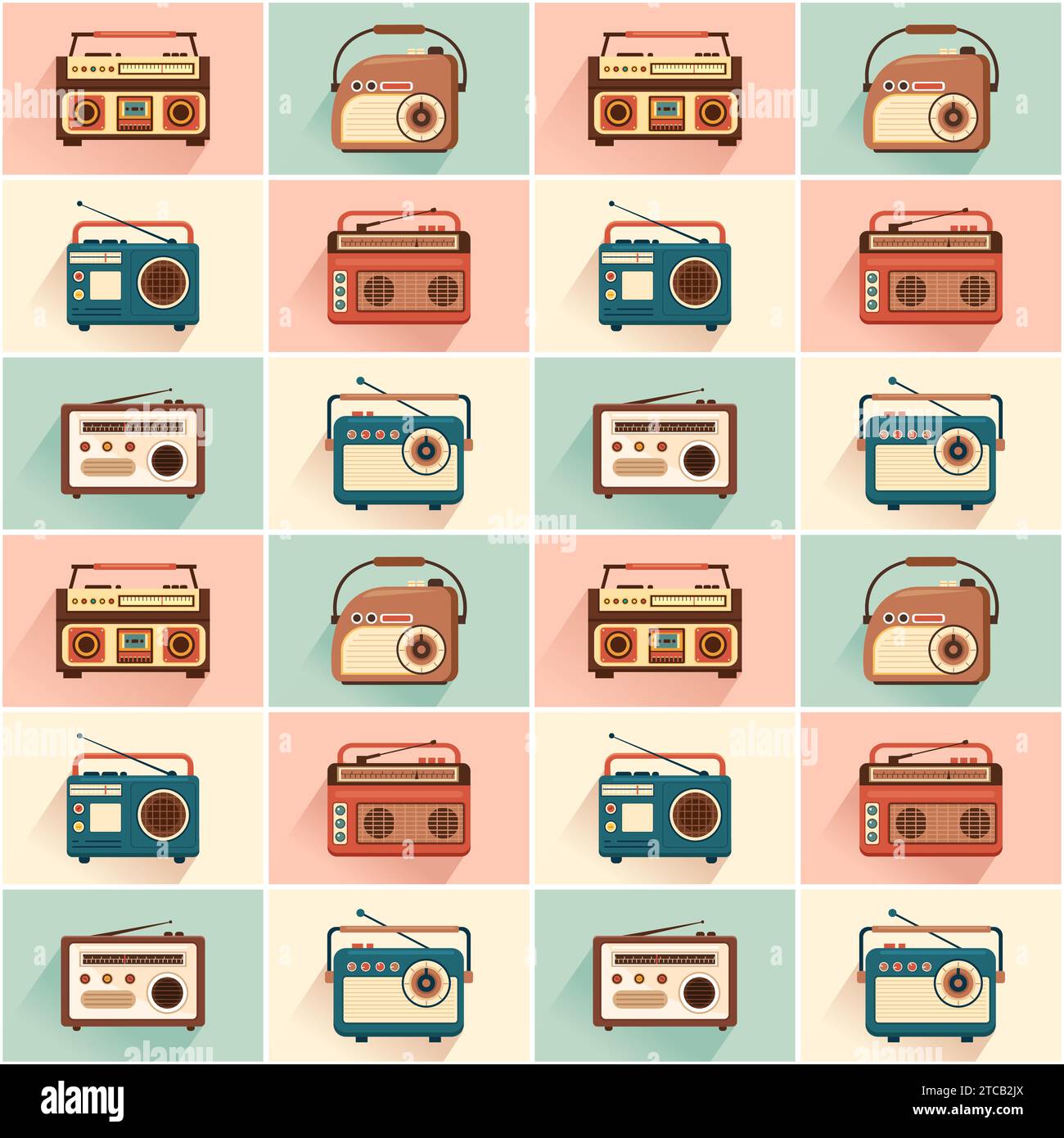 Radio Seamless Pattern Illustration Design with Player for Record and ...