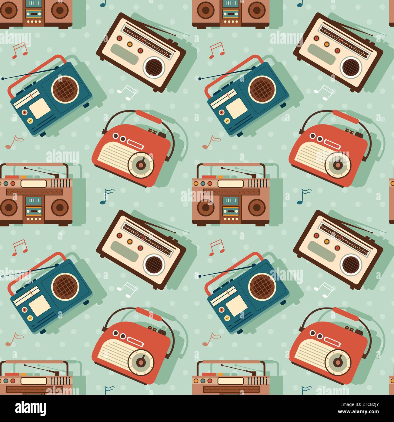 Radio Seamless Pattern Illustration Design with Player for Record and ...