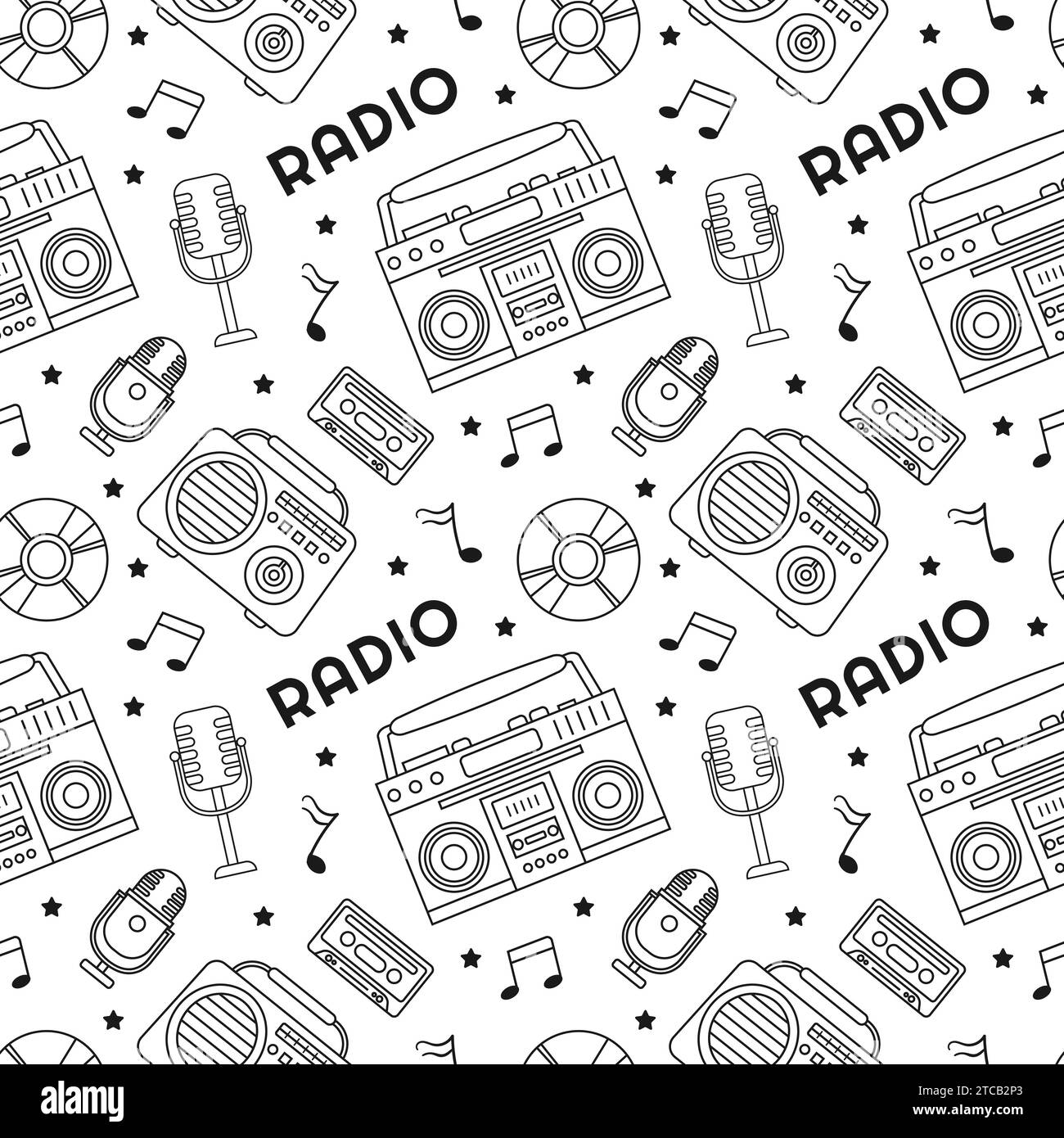Radio Seamless Pattern Illustration Design with Player for Record and ...