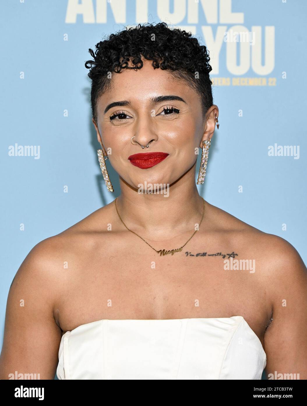 Nicque Marina attends the premiere of "Anyone But You" at AMC Lincoln ...