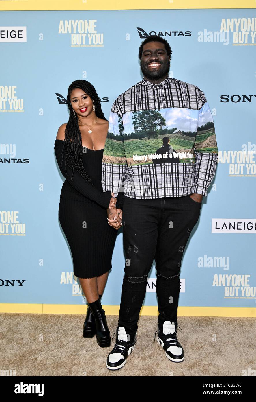 LeTicia Monigan, left, and Mekhi Becton attend the premiere of "Anyone ...