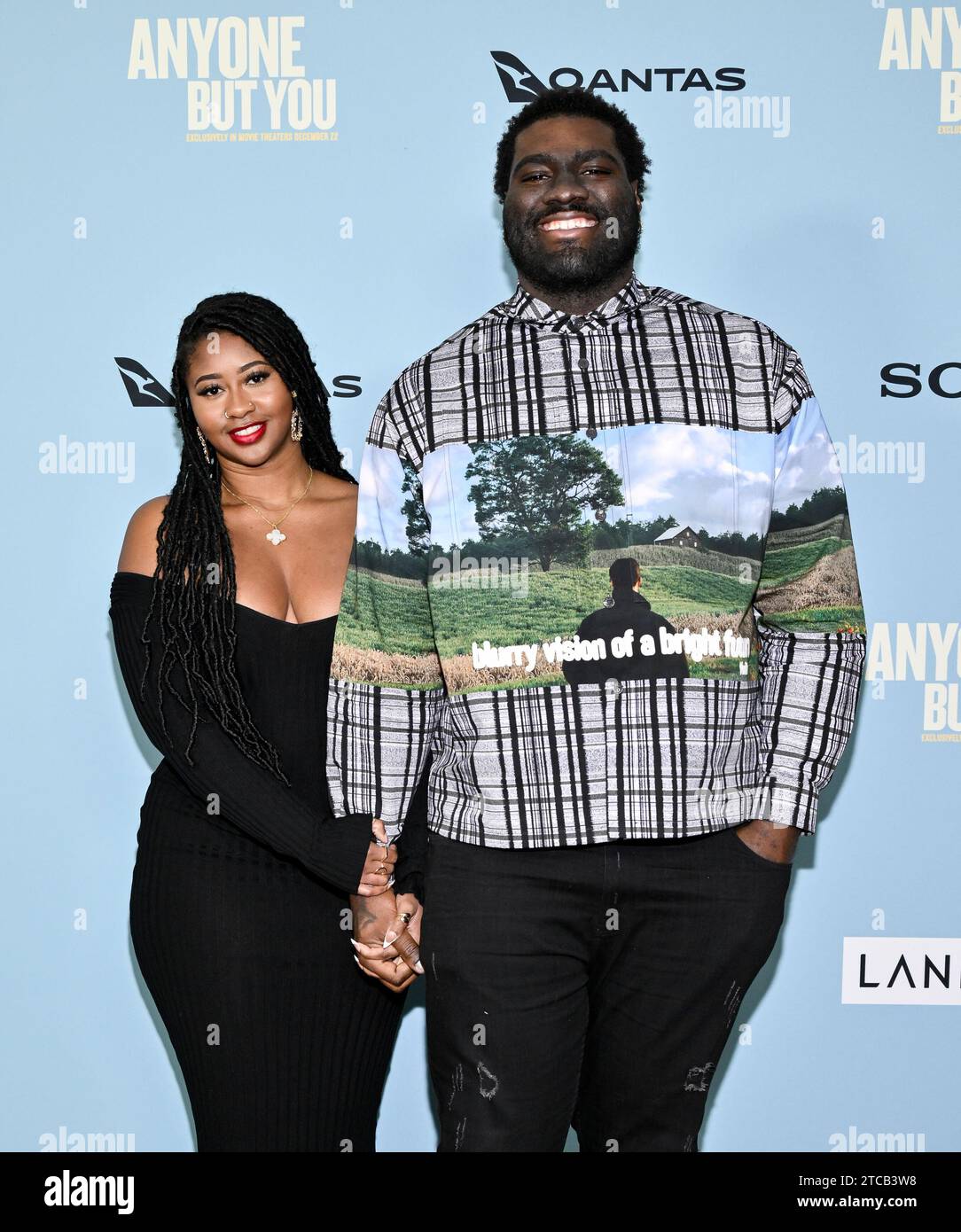 LeTicia Monigan, left, and Mekhi Becton attend the premiere of "Anyone ...