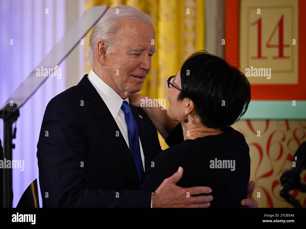 Rabbi Angela Buchdahl and United States President Joe Biden hug as he ...