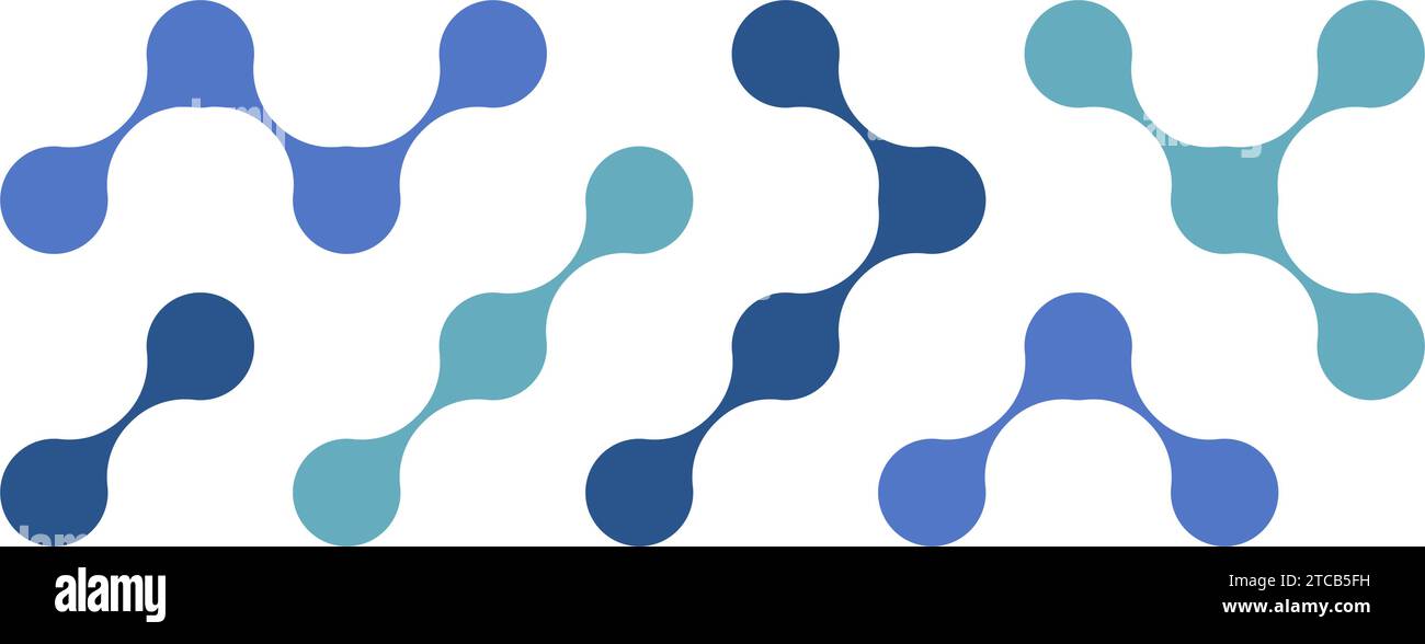 Blue Meta Balls Set Diagonal Connected Morph Dots Liquid Blobs Pattern Collection Thin