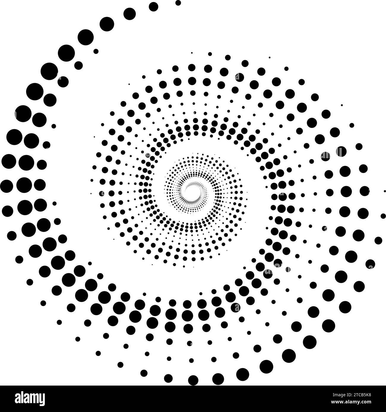 Dotted spiral lines element. Radial spinning halftone form. Circle ...