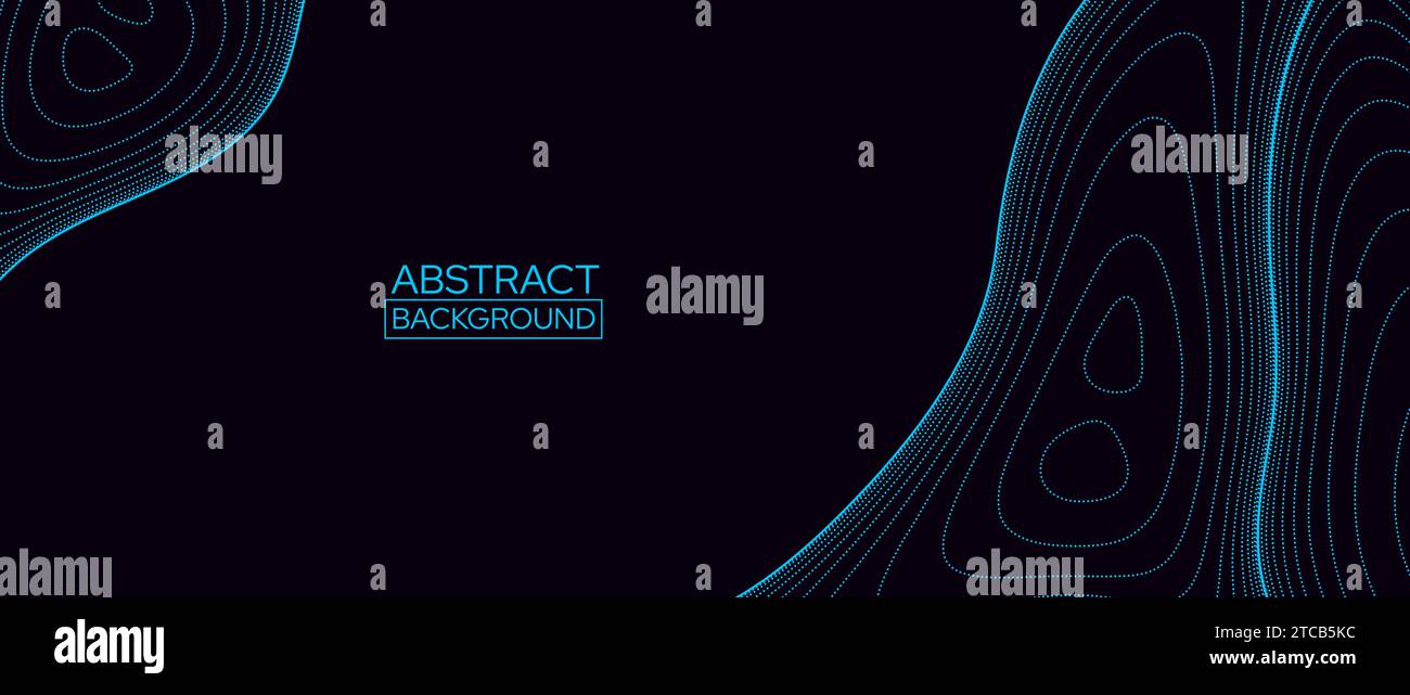 Neon blue abstract line background. Topographic contour map concept ...