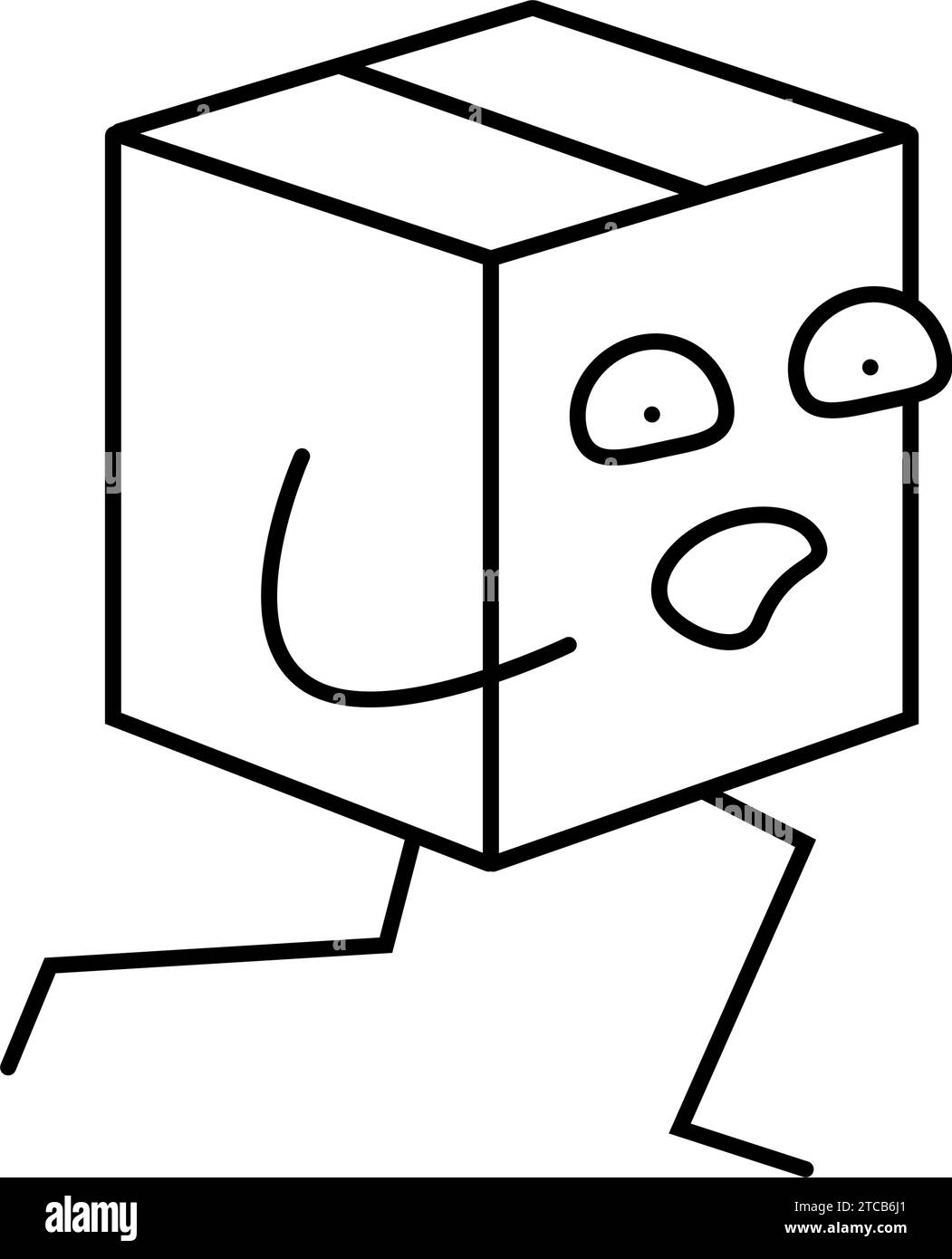 run cardboard box character line icon vector illustration Stock Vector ...