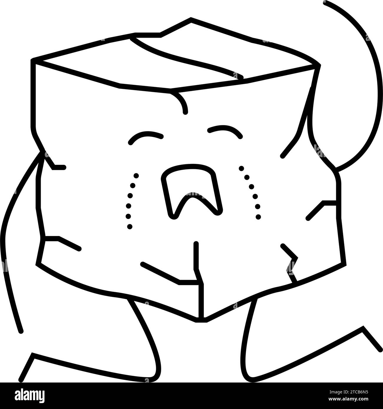 sad torn cardboard box character line icon vector illustration Stock ...