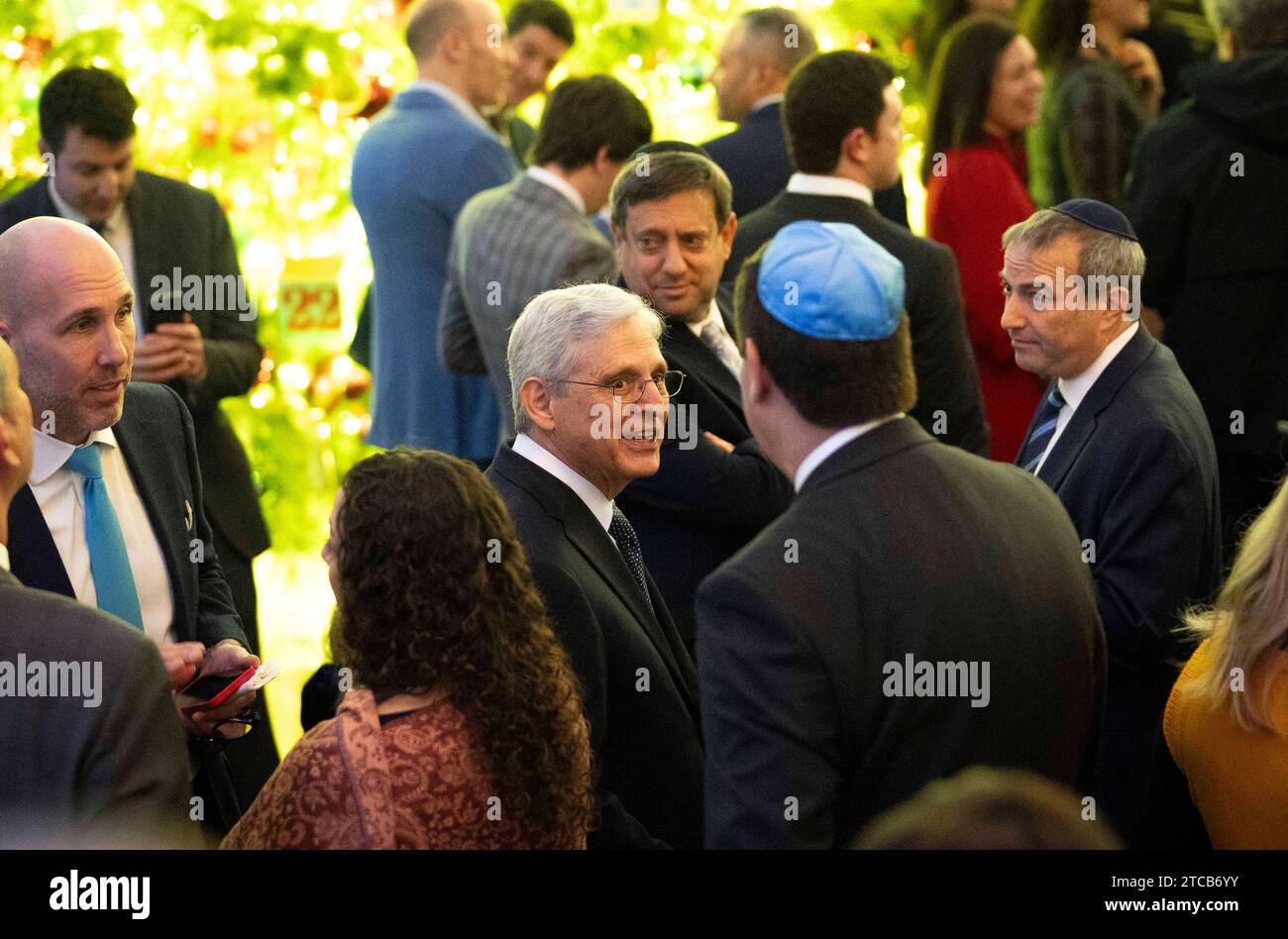 United States Attorney General Merrick Garland is seen speaking to ...