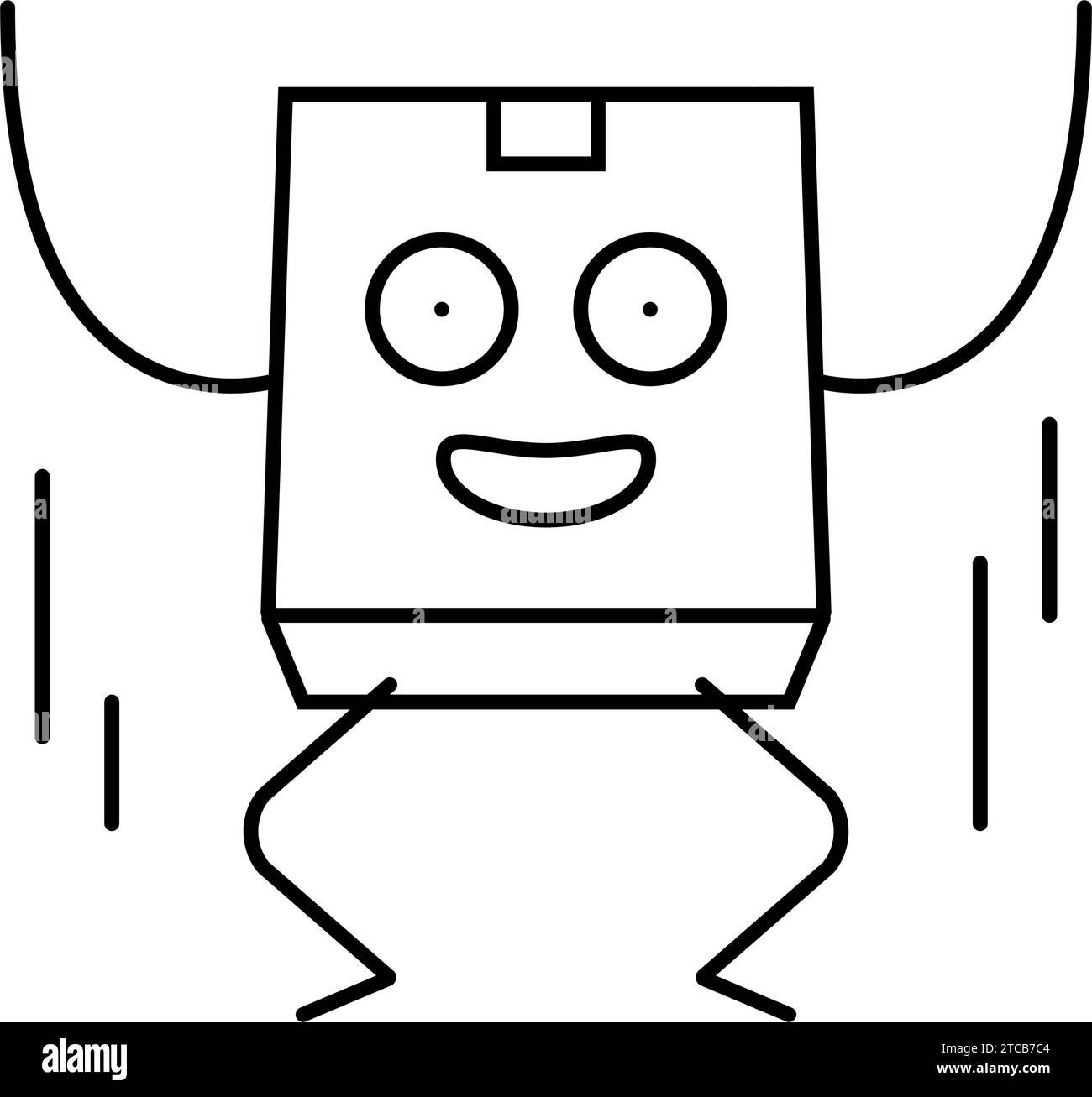 jump cardboard box character line icon vector illustration Stock Vector ...