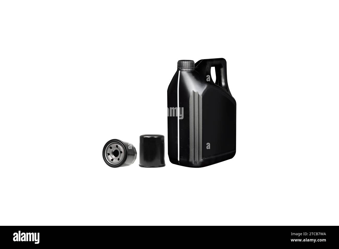 Engine oil filter and engine oil gallon isolated on white background ...
