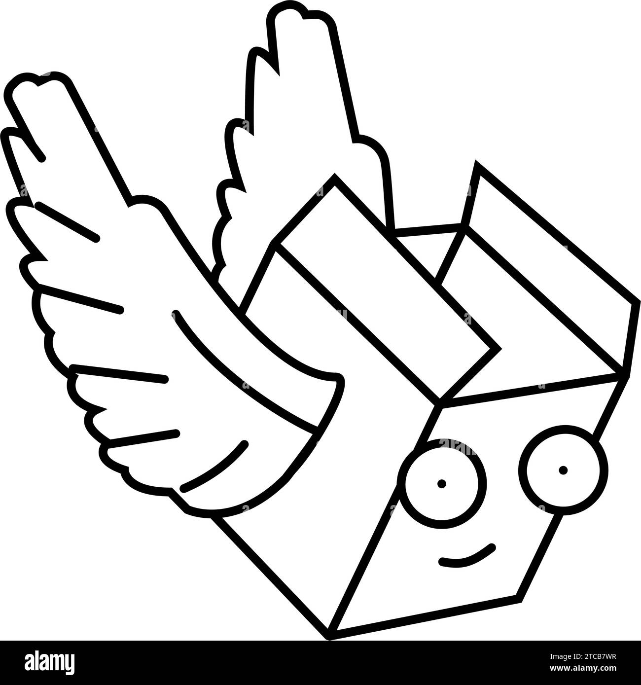 fly wings cardboard box character line icon vector illustration Stock ...