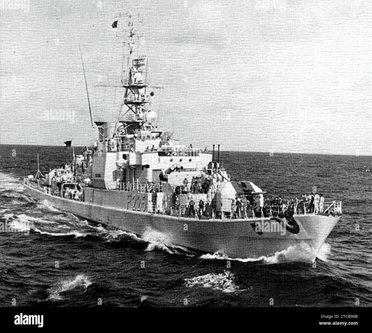 West German frigate Braunschweig (F225) underway at sea in 1972 Stock ...
