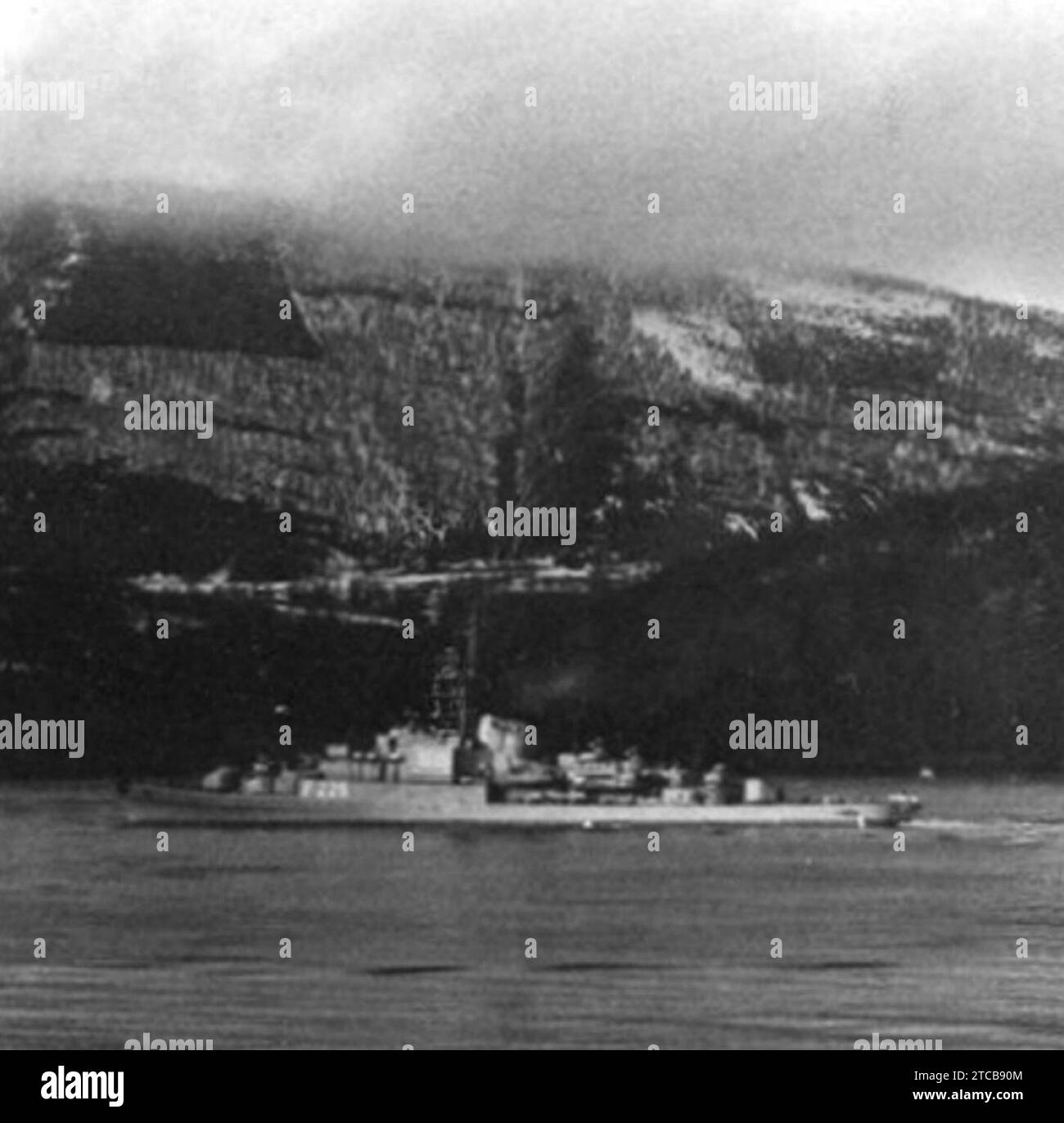 West German frigate Braunschweig (F225) underway off Norway, in April ...