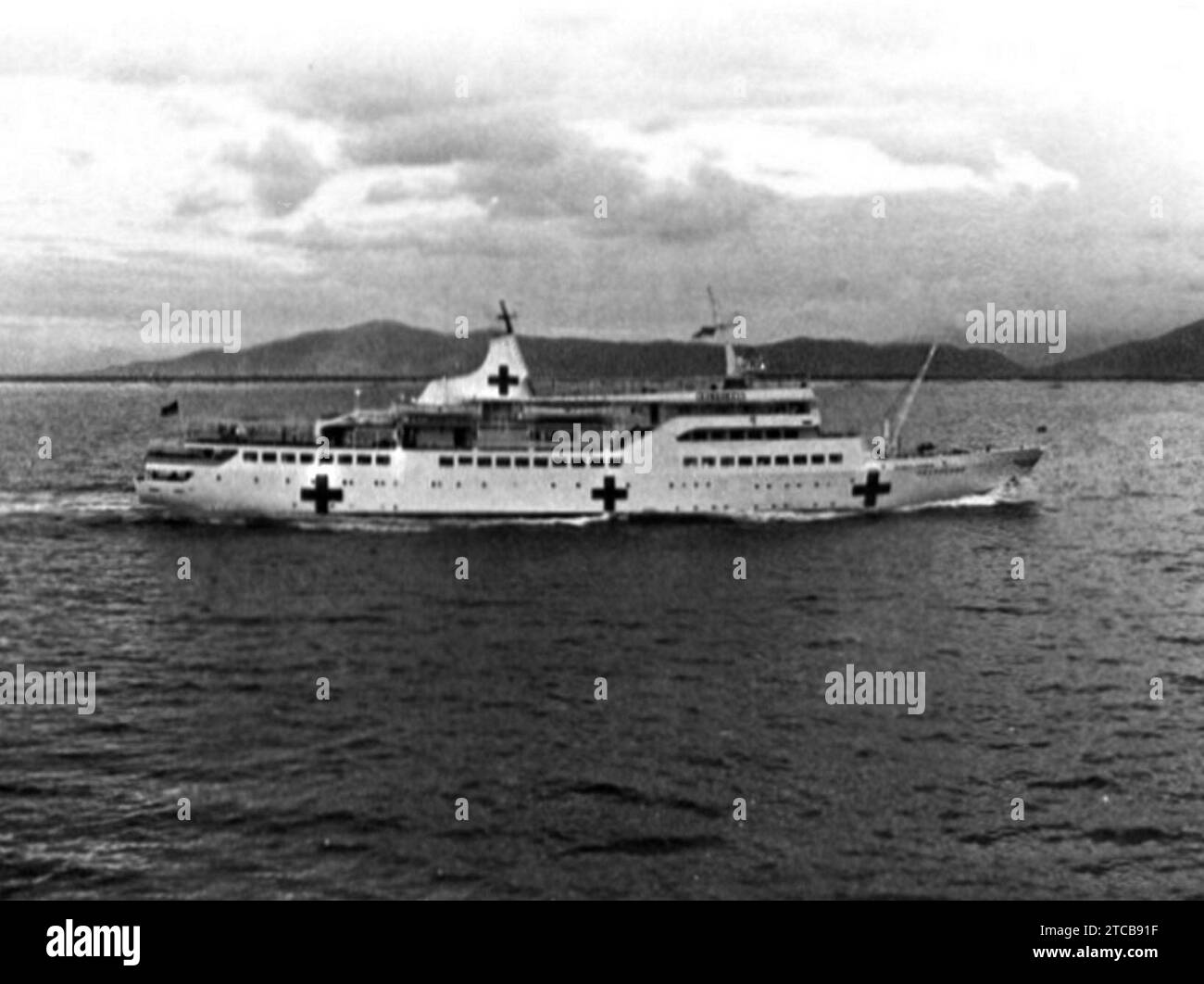 West German hospital ship Helgoland underway off Da Nang, Vietnam, in ...