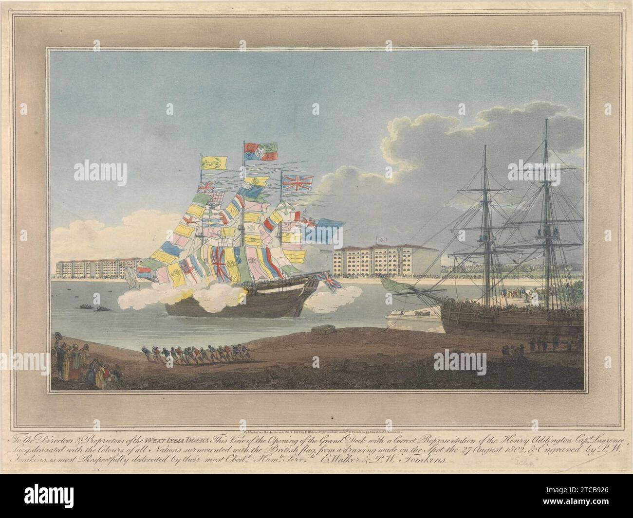 West India Docks. View of the Opening of the Grand Dock with - the ...