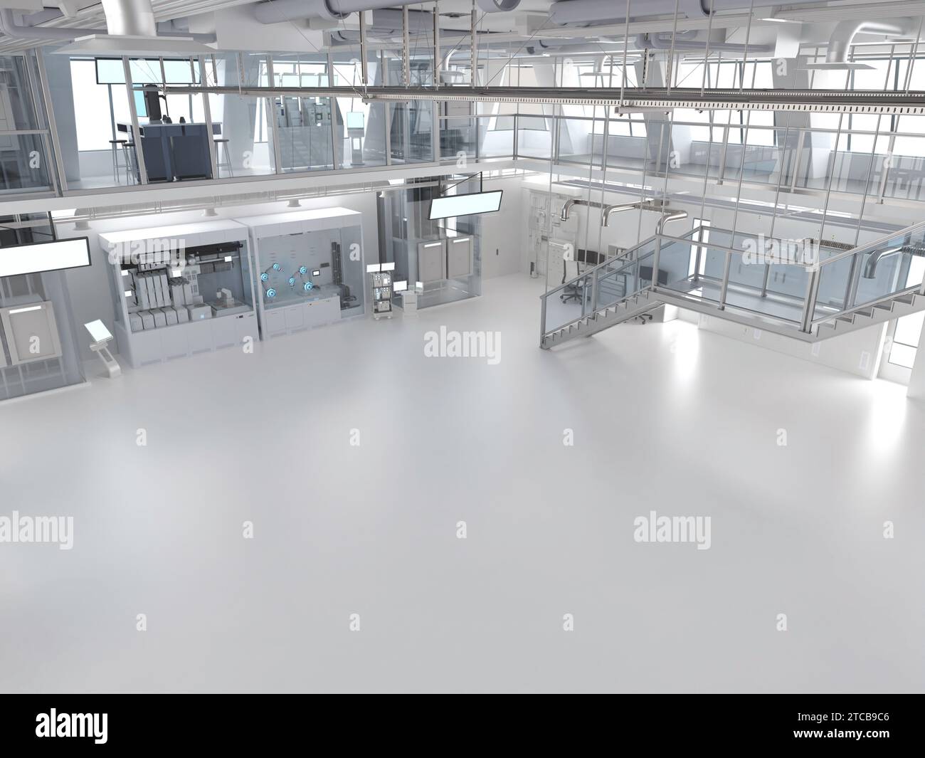 3d rendering laboratory interior or manufacturing factory with machine ...