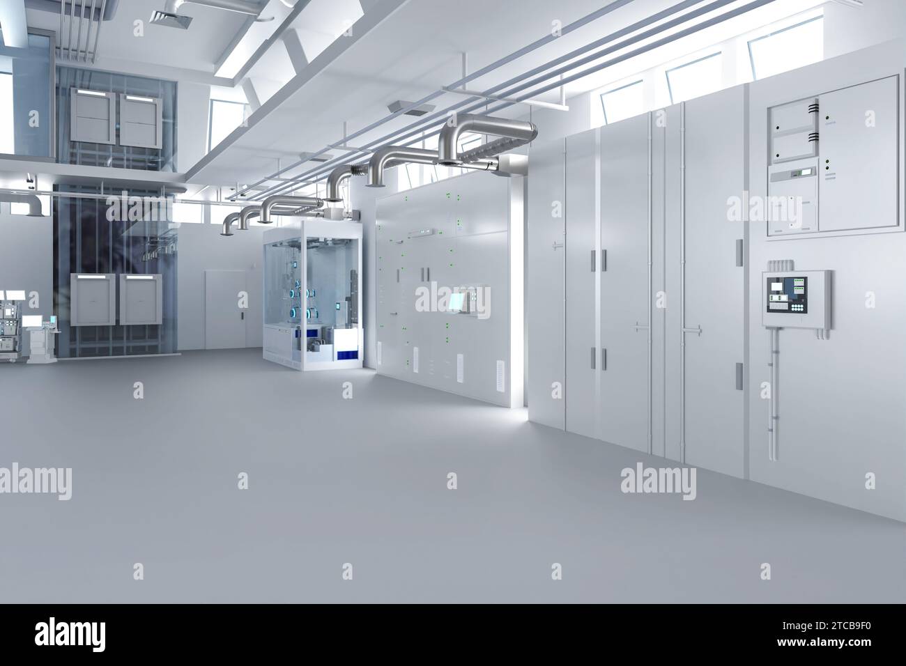 3d rendering laboratory interior or manufacturing factory with machine ...
