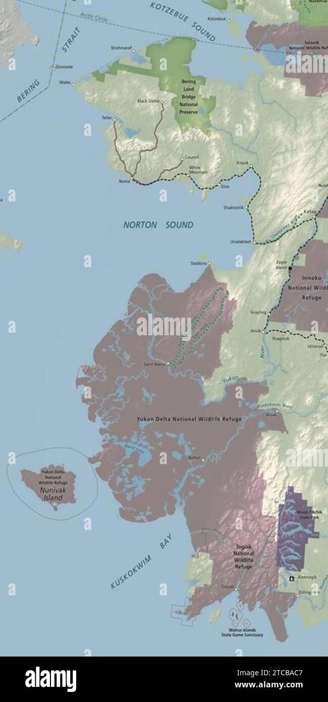 Western Alaska map 400x800 Stock Photo - Alamy