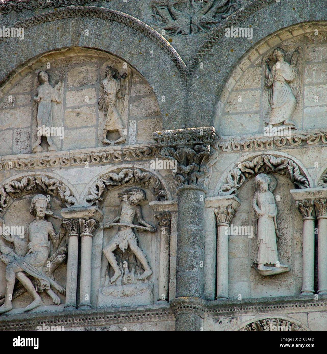 Western front sculpture, Cathedral of St. Pierre, Angouleme, France ...