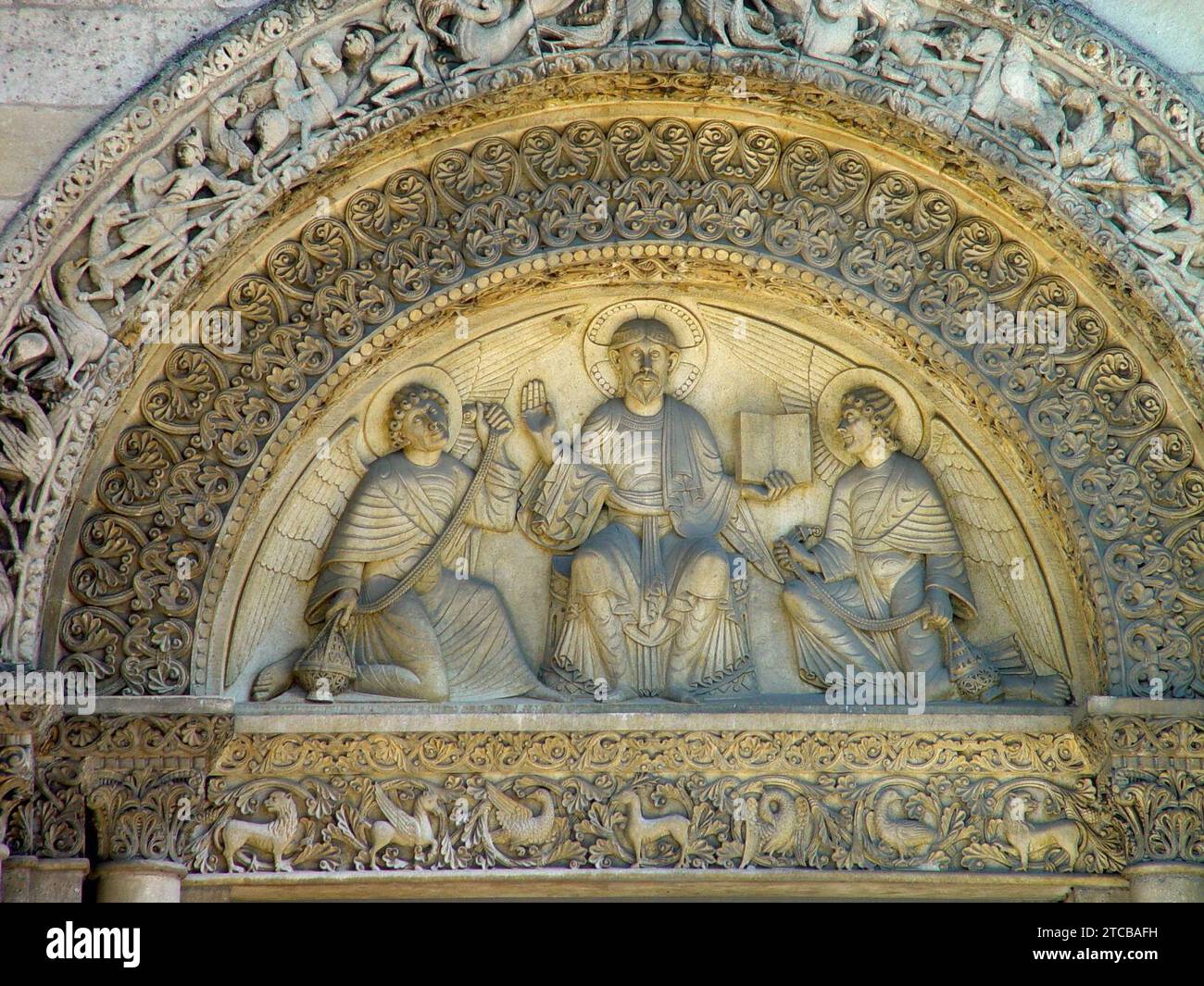 Western front sculpture, Cathedral of St. Pierre, Angouleme, France ...