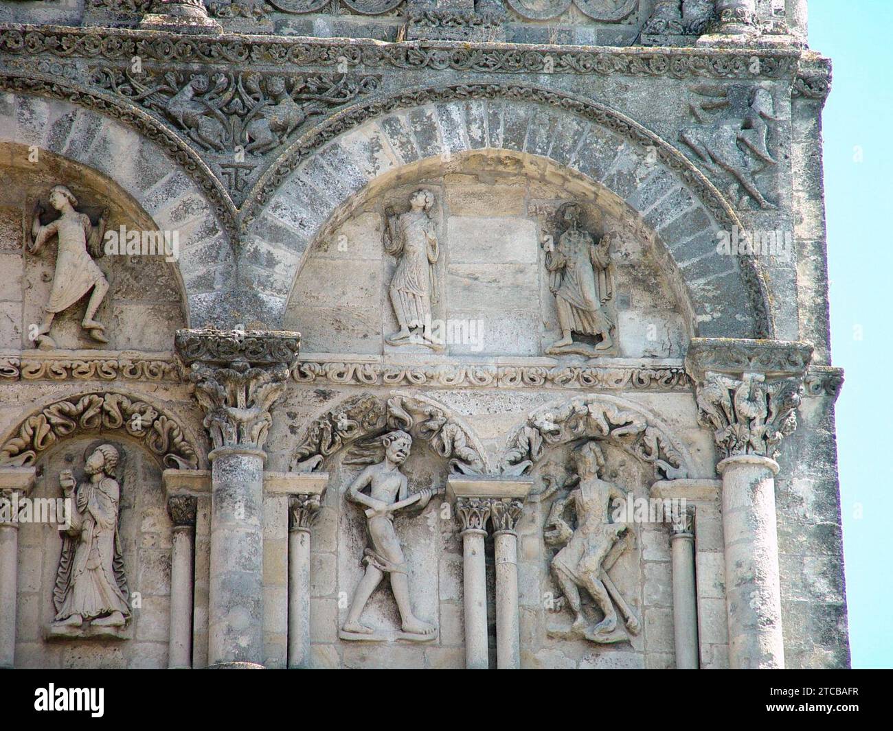 Western front sculpture, Cathedral of St. Pierre, Angouleme, France ...