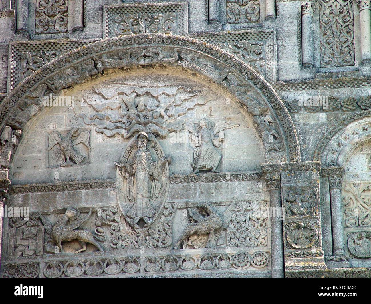 Western front sculpture, Cathedral of St. Pierre, Angouleme, France ...