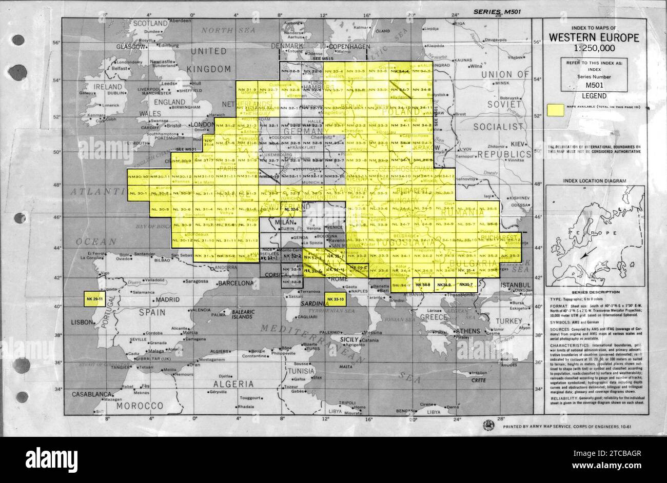 Western Europe US Army map index Stock Photo - Alamy