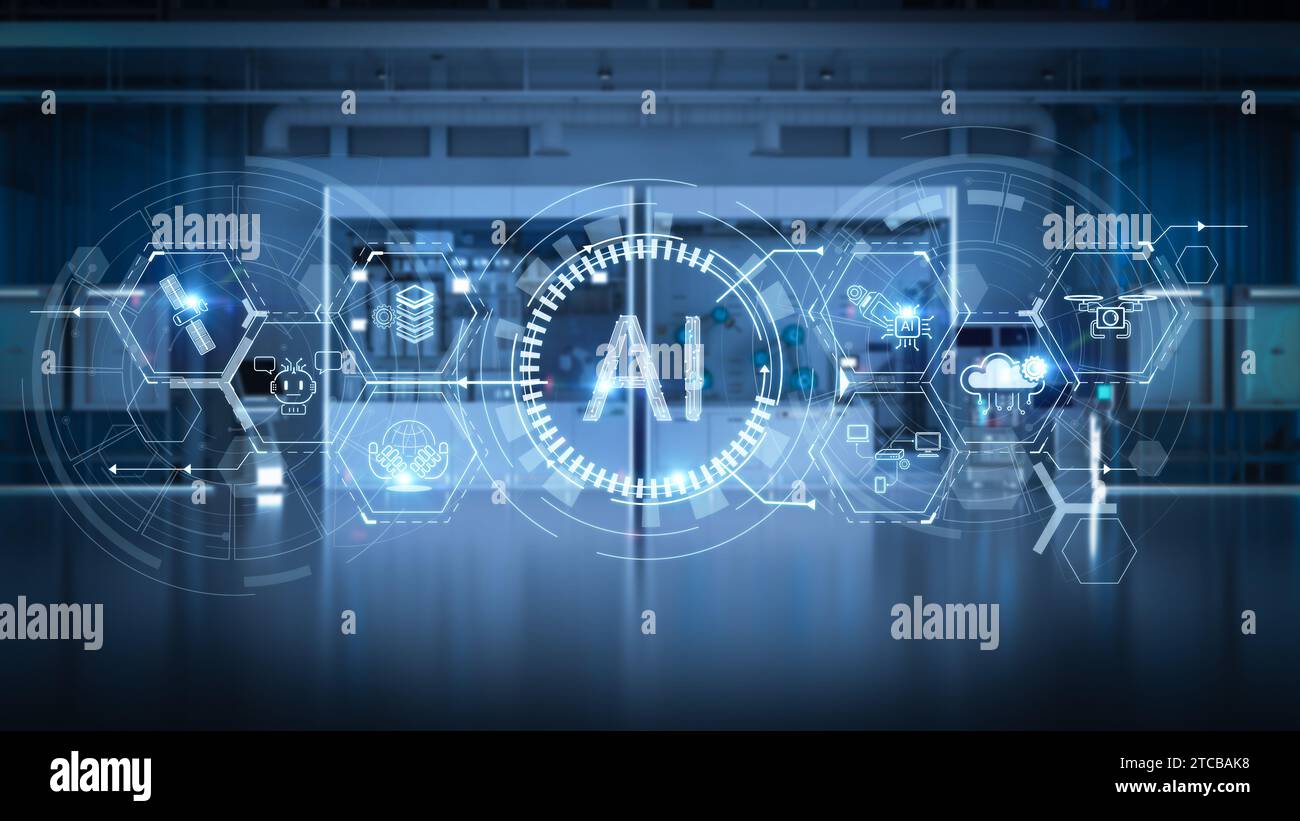 3d rendering ai computer control technology in factory Stock Photo - Alamy