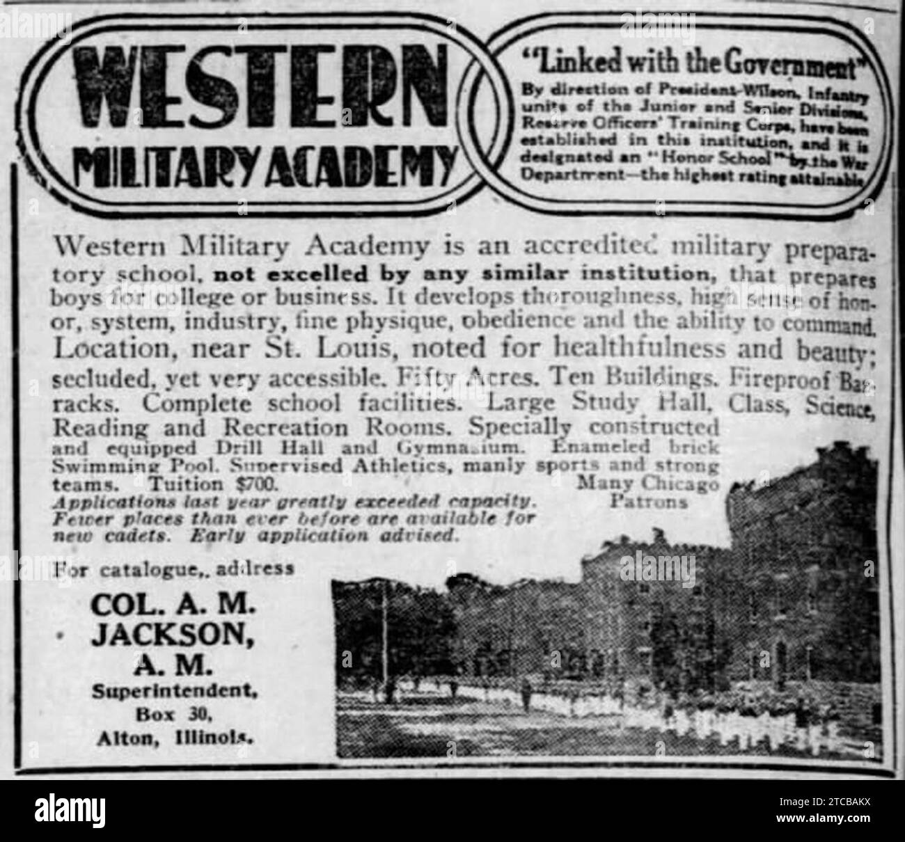 Western Military Academy ad August 1918 Stock Photo - Alamy