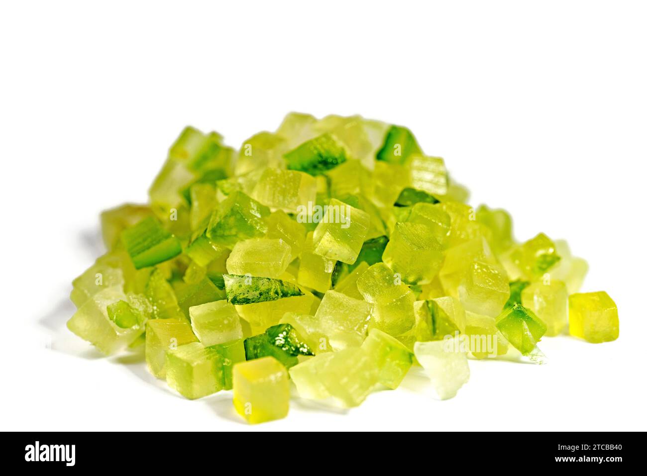 Candied lemon peel against a white background Stock Photo - Alamy