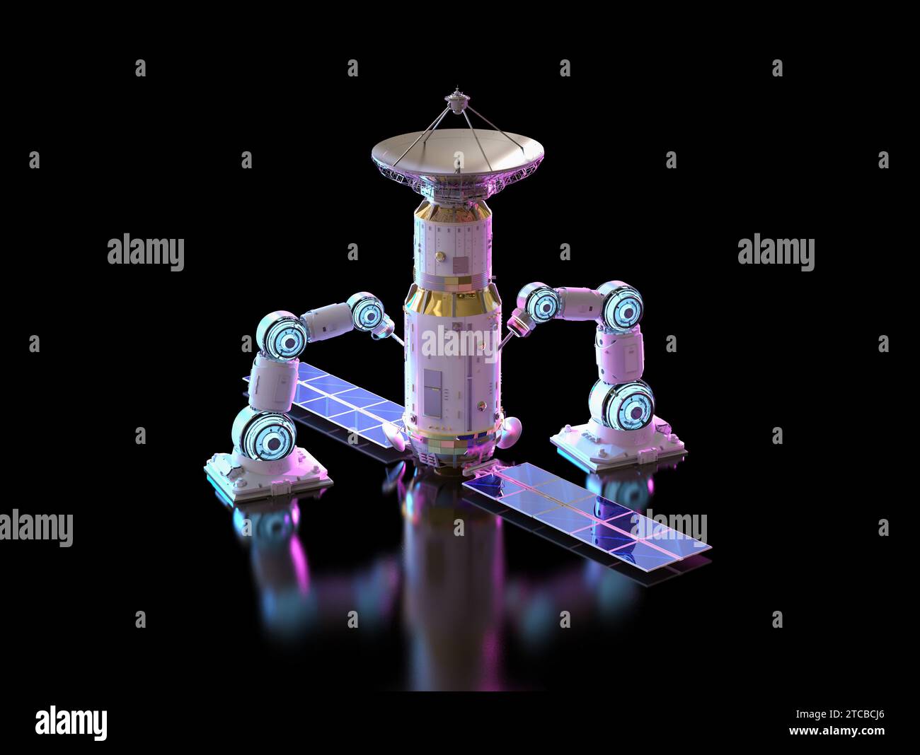 Telecommunication technology concept with 3d rendering robotic arm ...