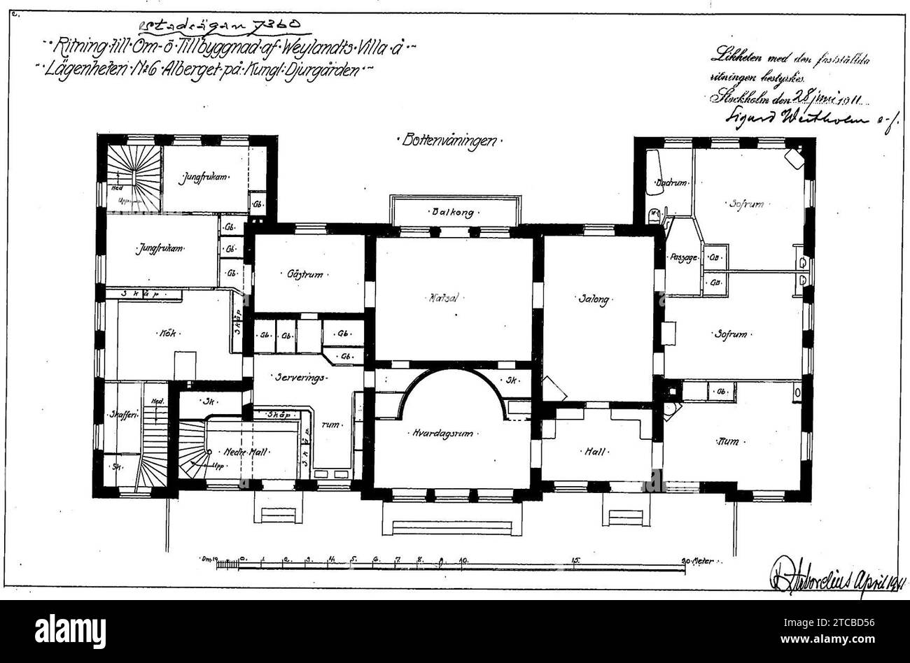 Weylandtska villan, ritning, 1911a Stock Photo - Alamy
