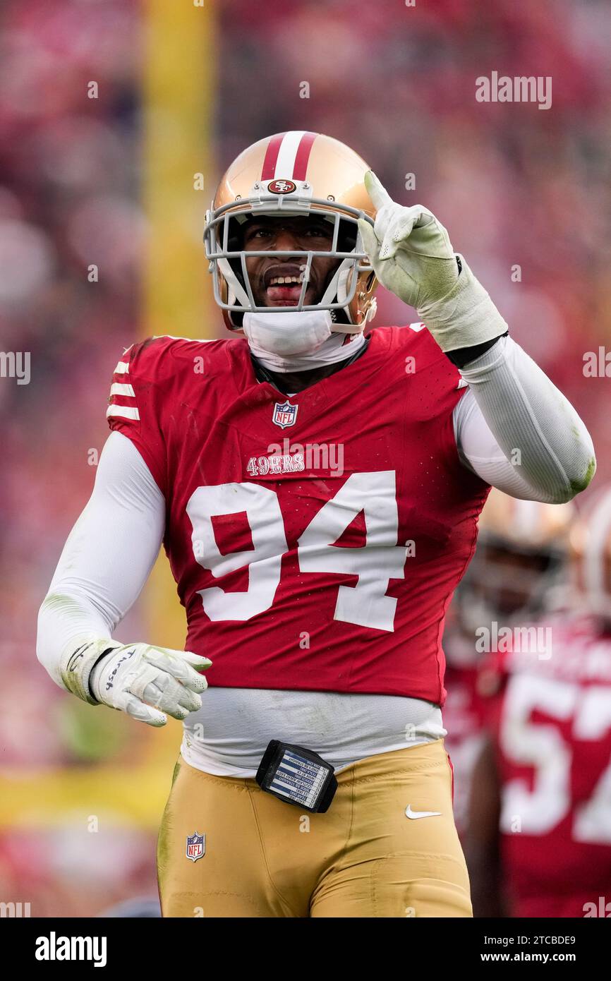San Francisco 49ers defensive end Clelin Ferrell celebrates after ...