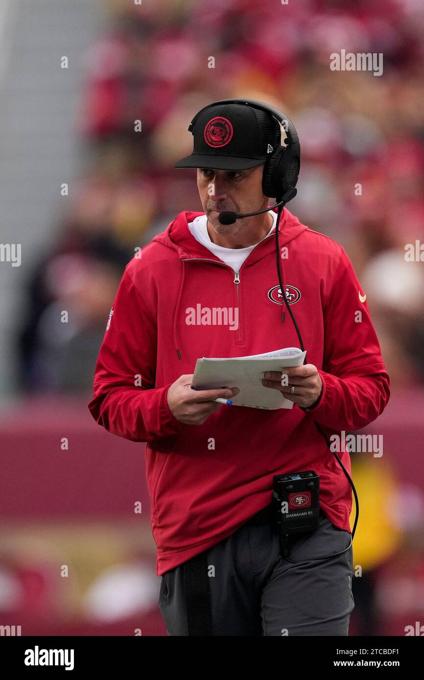 San Francisco 49ers head coach Kyle Shanahan watches during an NFL ...