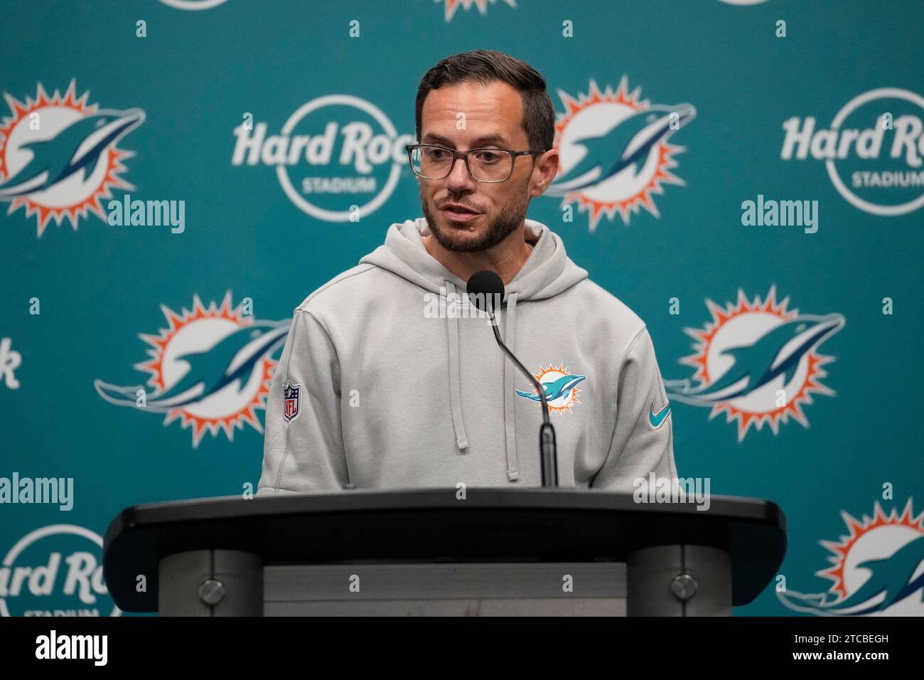 Miami Dolphins head coach Mike McDaniel speaks during a news conference following a an NFL ...