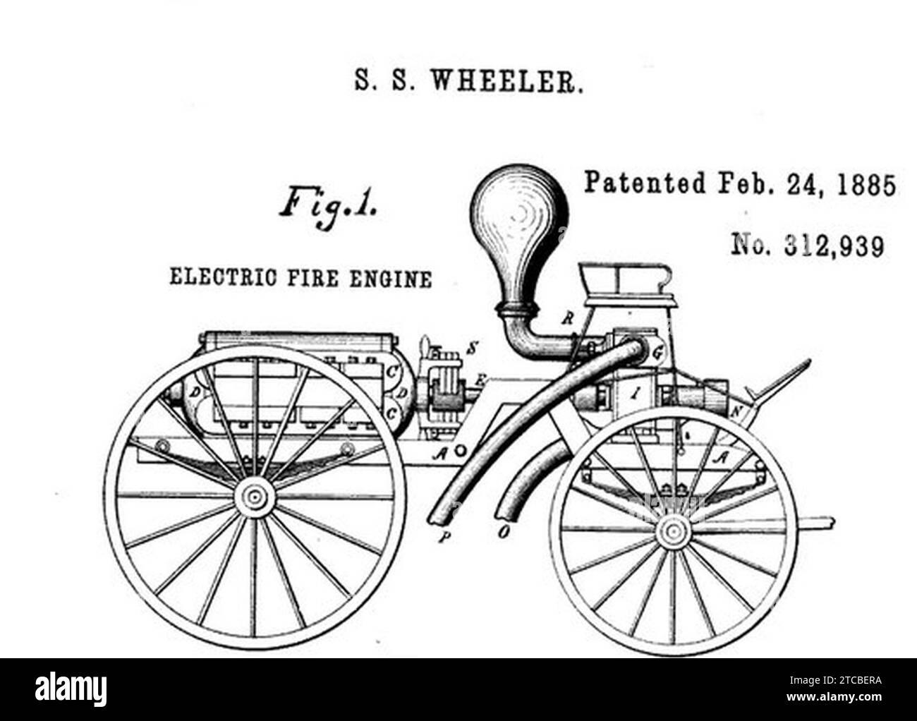 Wheeler electric fire engine 1885 Stock Photo - Alamy