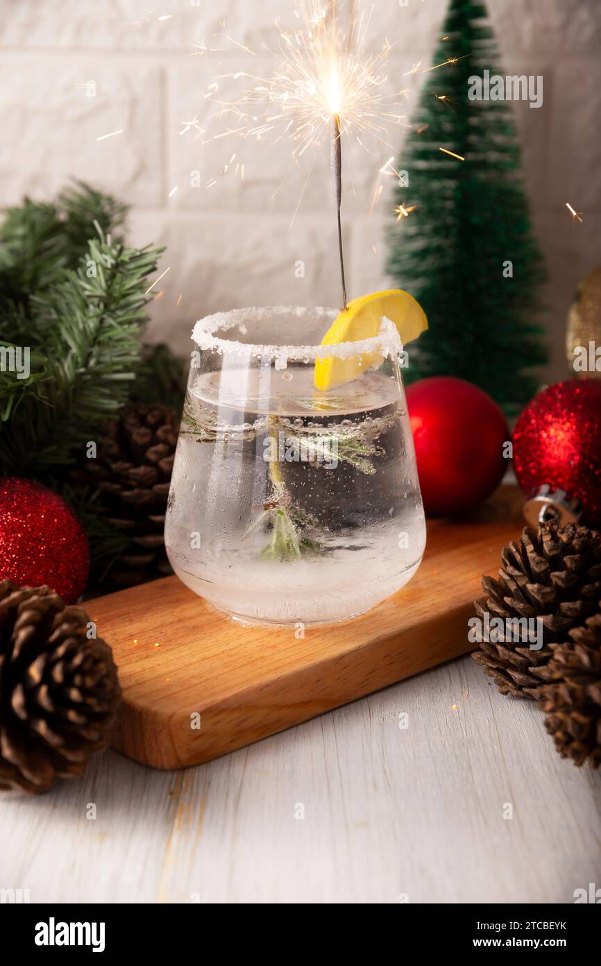Snow Globe Cocktail. Christmas drink, creative festive beverage in ...